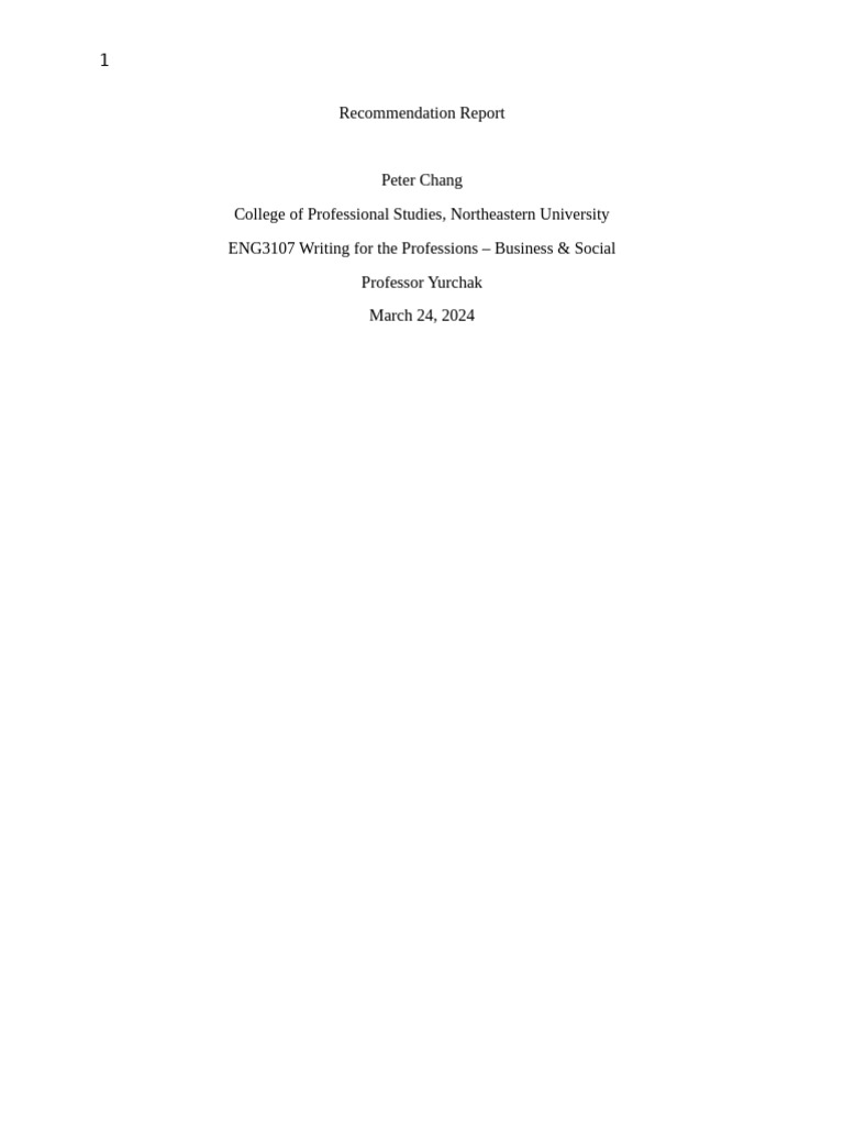 ENG3107 - Recommendation Report | PDF | Social Psychology