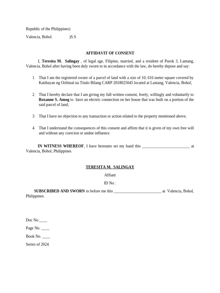 Affidavit of Consent | PDF