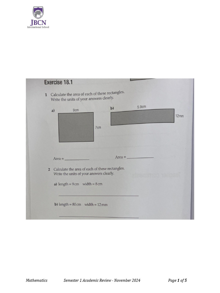 Gr6 - Maths - Shapes Area and Volume Grade 6-1 | PDF