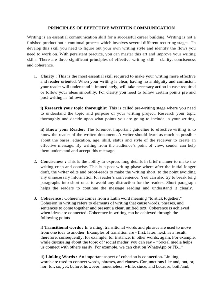 2.2 Principles of Effective Written Communication | PDF | Sentence (Linguistics) | Phrase
