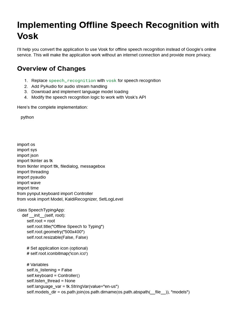 Implementing Offline Speech Recognition With Vosk | PDF | Directory ...