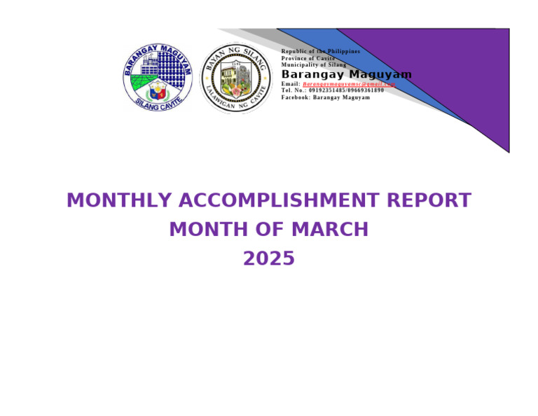 MONTHLY ACCOMPLISHMENT REPORT | PDF