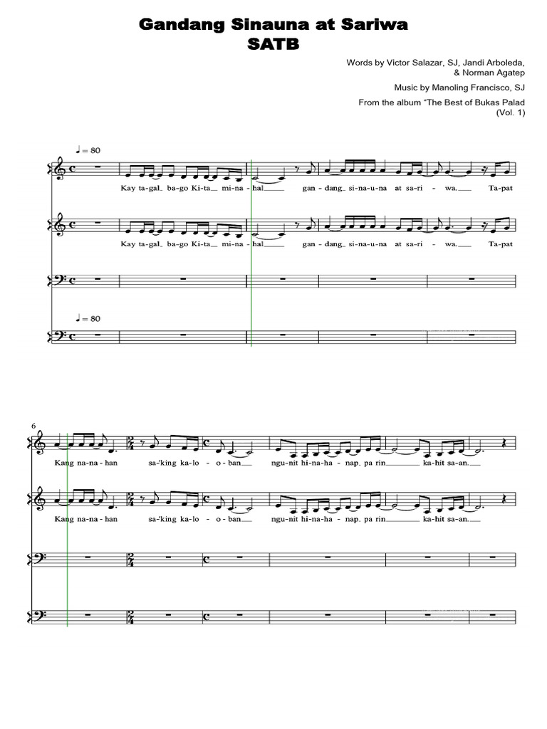 Gandang Sinauna at Sariwa SATB | PDF