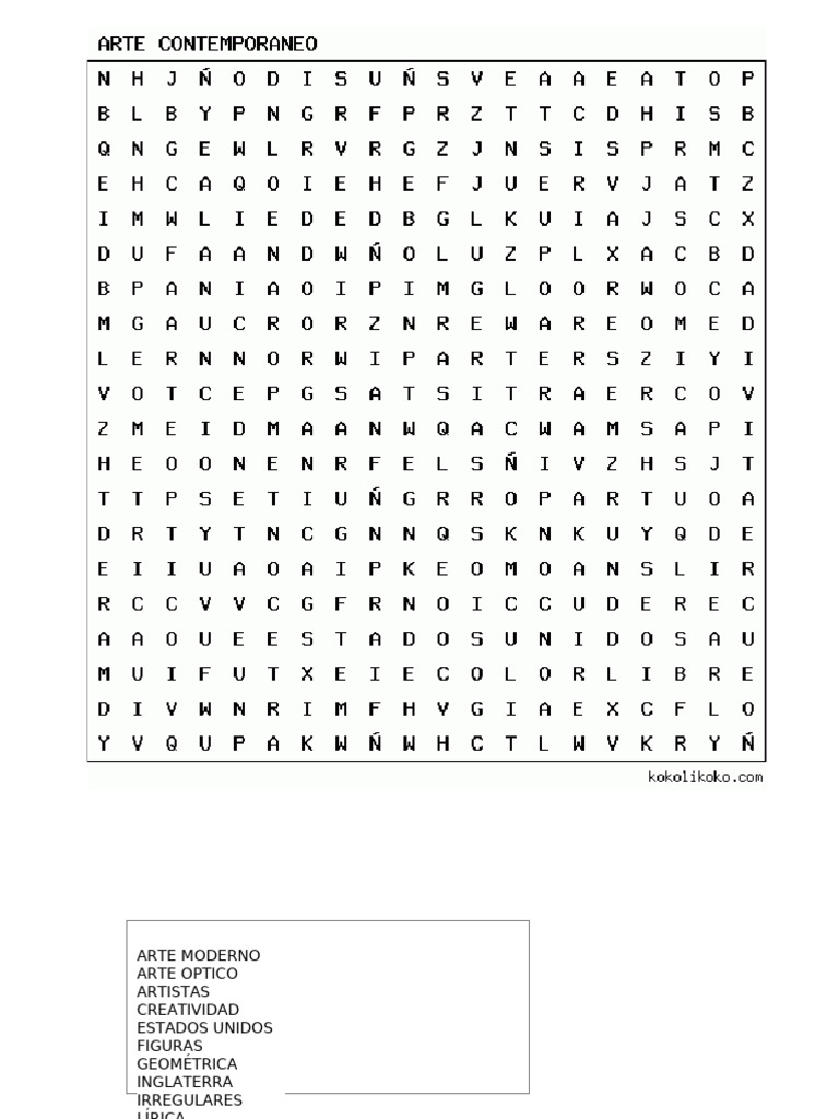 Sopa de Letras Arte Contemporaneo | PDF