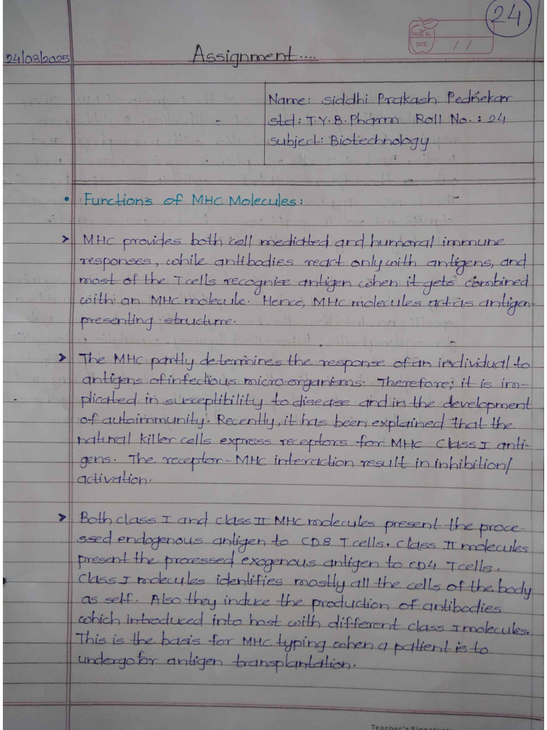 Functions of MHC | PDF
