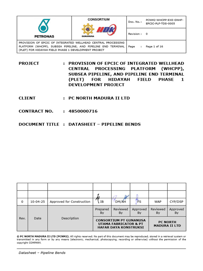 PCNM2-WHCPP-EXE-GNHF-EPCIC-PLF-TDS-0005 Rev.0 - Datasheet - Pipeline ...