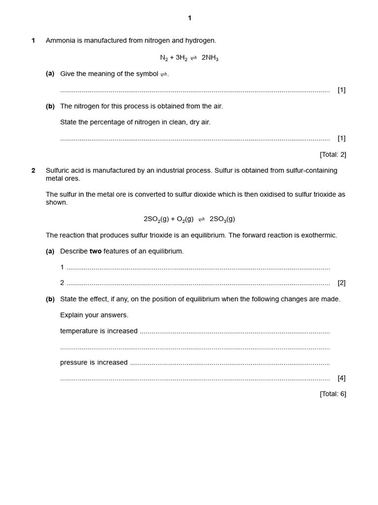 HW (Chemical Reaction) | PDF | Nitrogen | Chemical Equilibrium