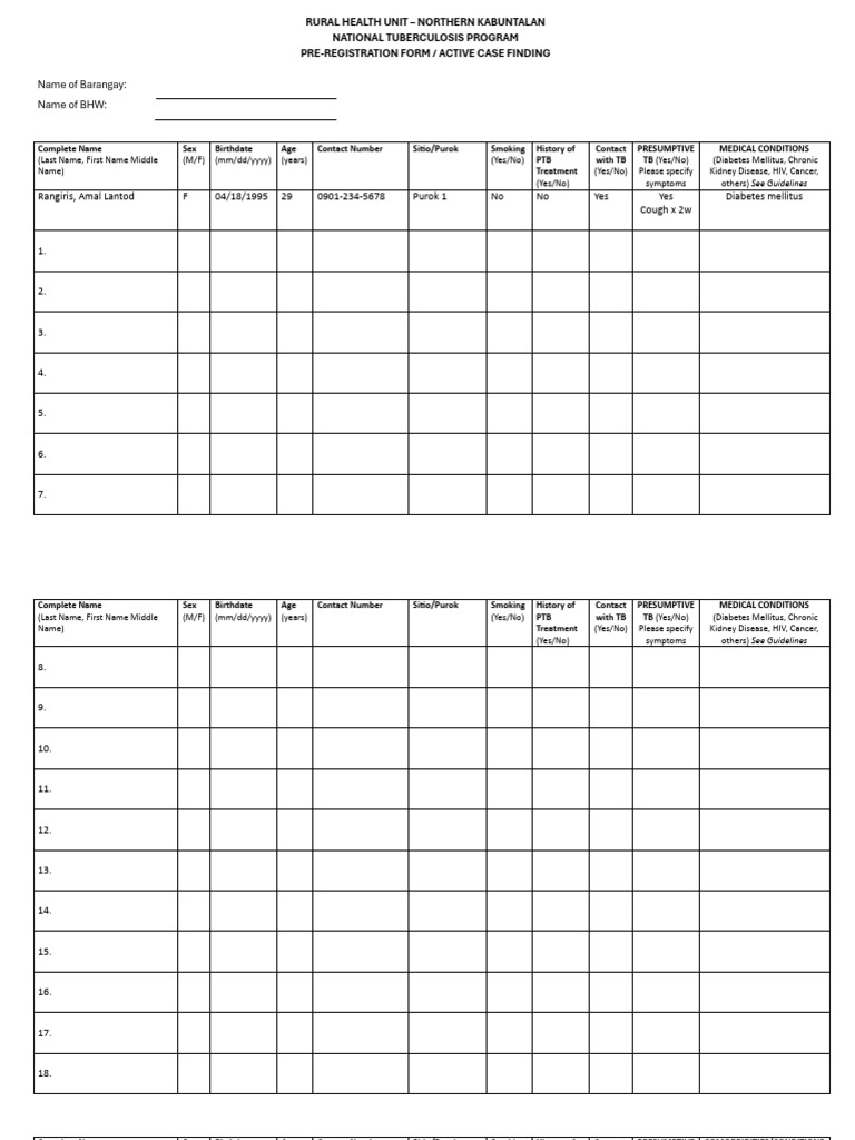REVISED - FREE XRAY REGISTRATION BHWs | PDF | Tuberculosis | Chronic Condition