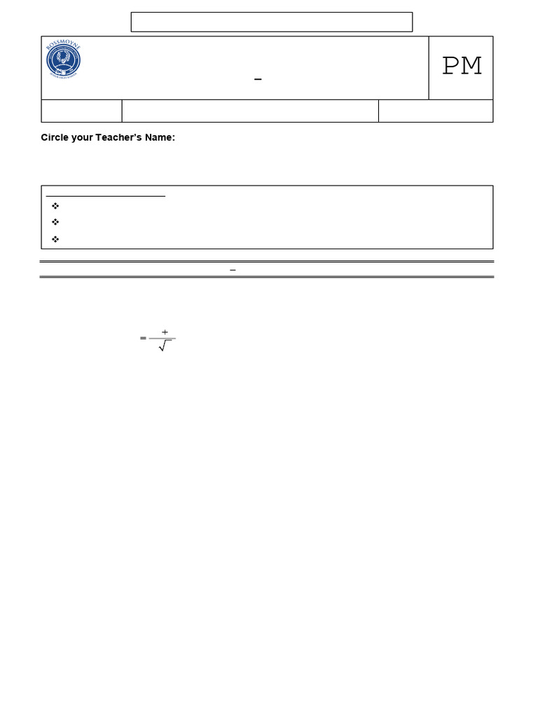 2022 12M Test 1 - Diff Rules, 2nd Deriv, Anti-Diff CF | PDF ...