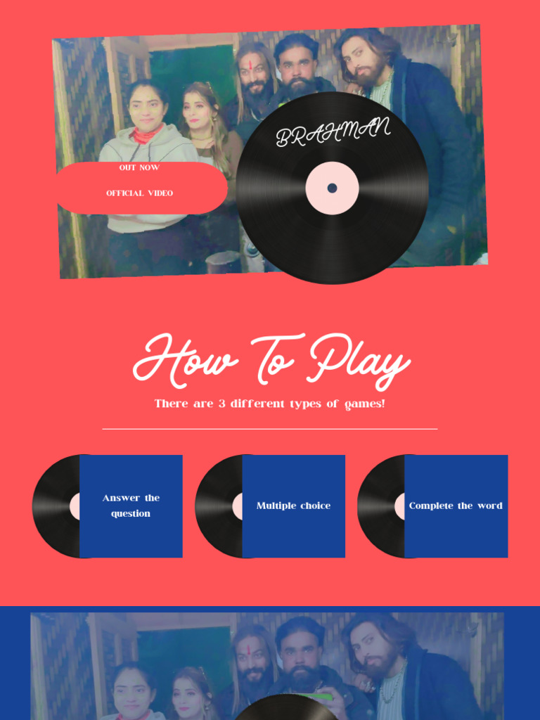 Red and Blue Simple Vintage Guess The Song Music Quiz Game Presentation ...