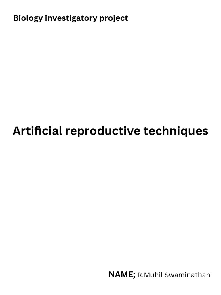 Overview of Artificial Reproductive Techniques | PDF | In Vitro ...