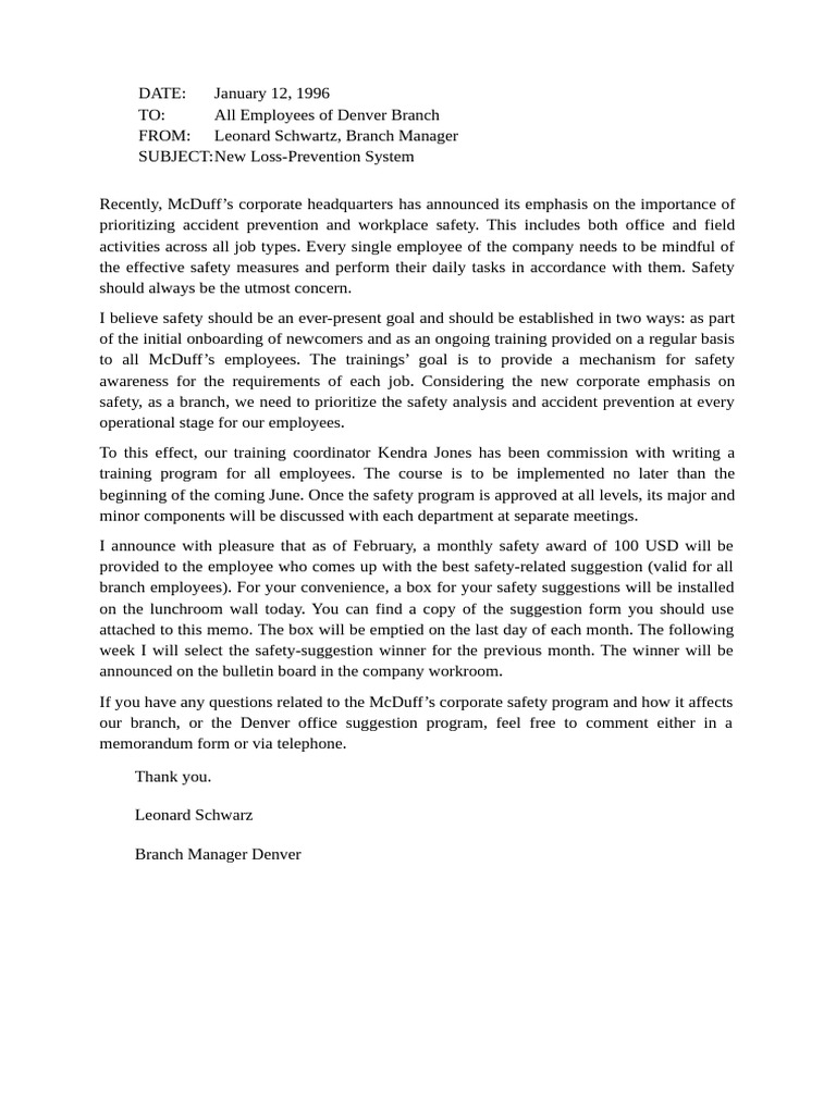 Sample Memorandum | PDF