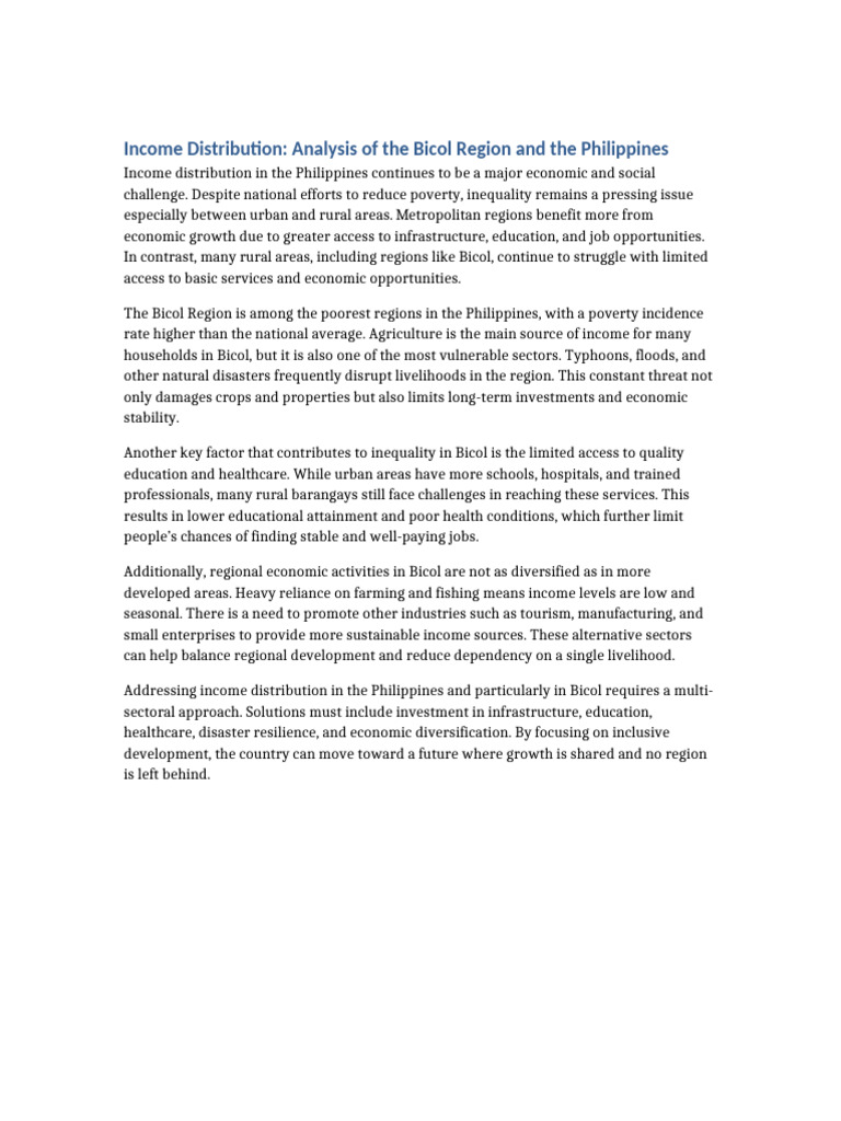 Income Distribution Analysis Bicol | PDF