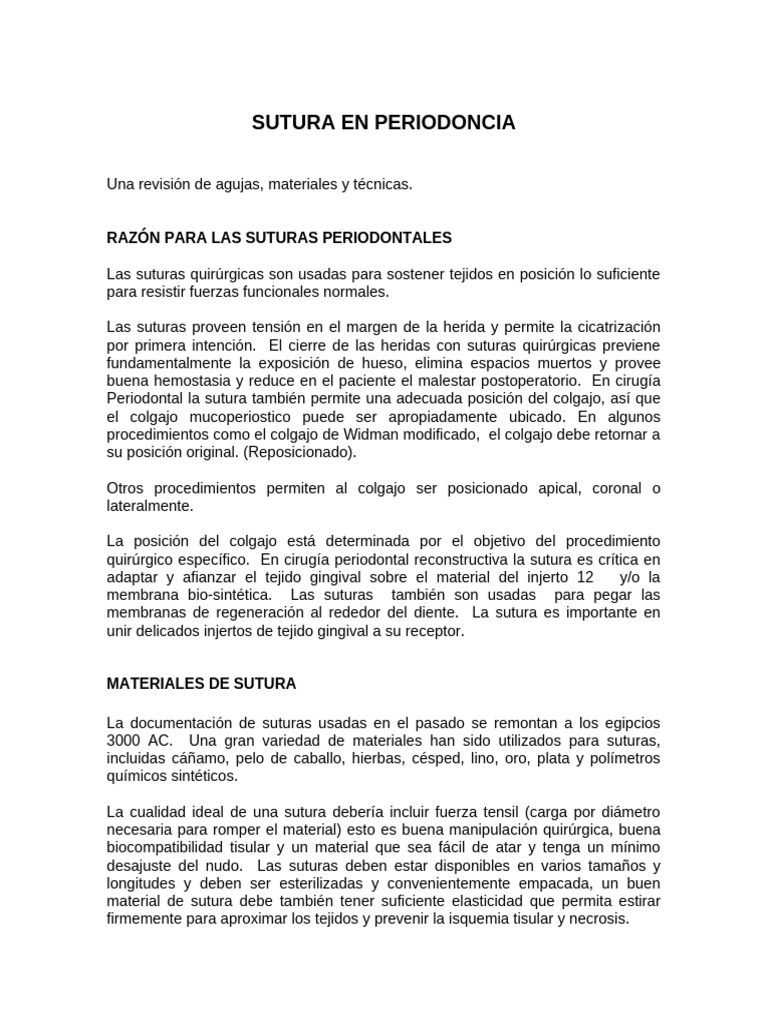 Sutura en Periodoncia | PDF | Nudo | Sutura Quirúrgica