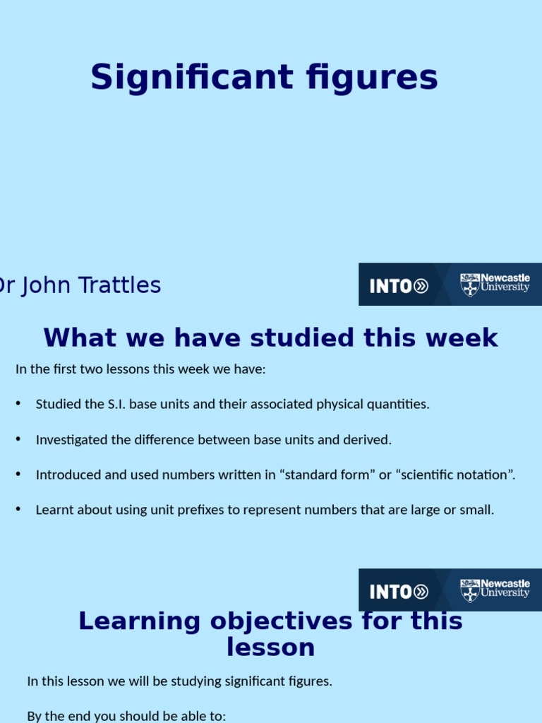 Week 1 - Lesson 3 - Significant Figures - Slides | PDF | Multiplication ...