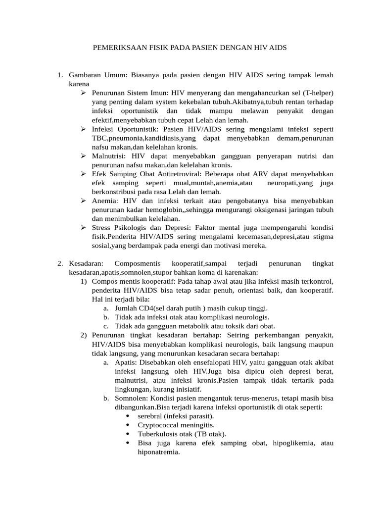 Pemeriksaan Fisik Pasien HIV/AIDS | PDF