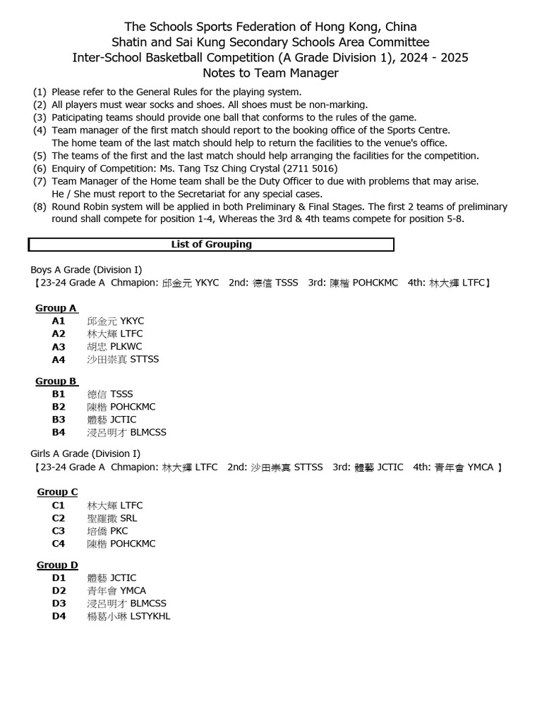 2425 - SS - A1 - BB - List of Groupings | PDF