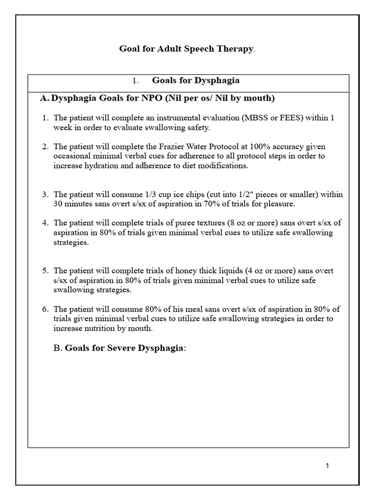 Adult Speech Therapy Goal Bank | PDF | Speech | Memory