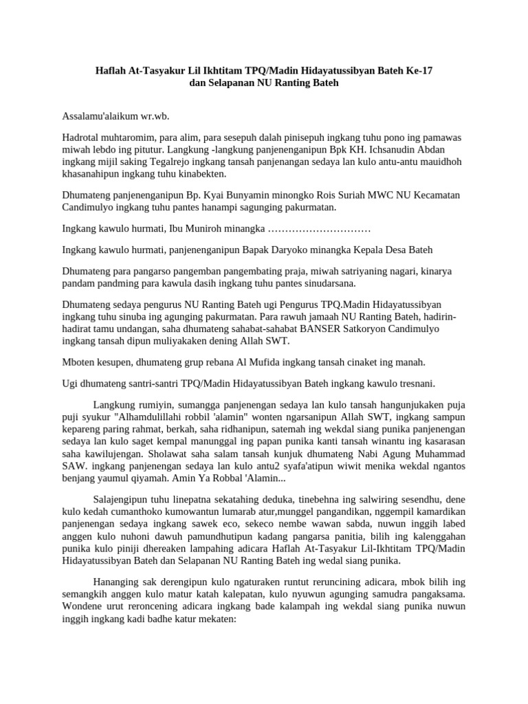 Teks MC Khataman Ke-17 | PDF