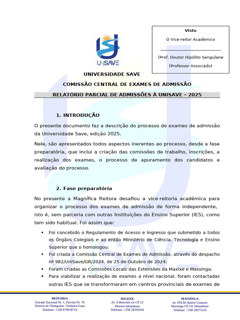 Relatório de Admissões UniSave 2025 | PDF | Science