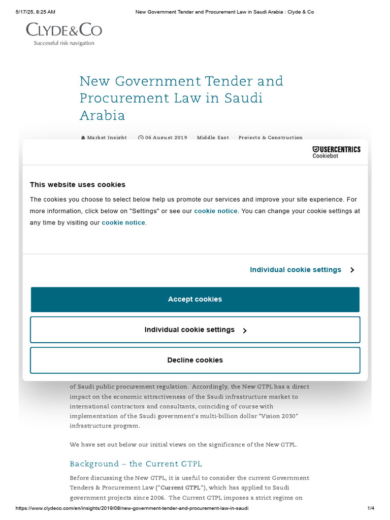 New Government Tender and Procurement Law in Saudi Arabia - Clyde & Co ...