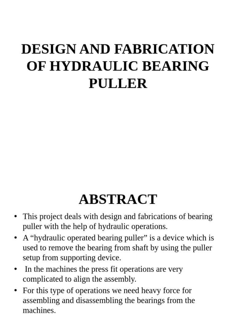 Hydraulic Bearing Puller Design | PDF | Bearing (Mechanical) | Machines