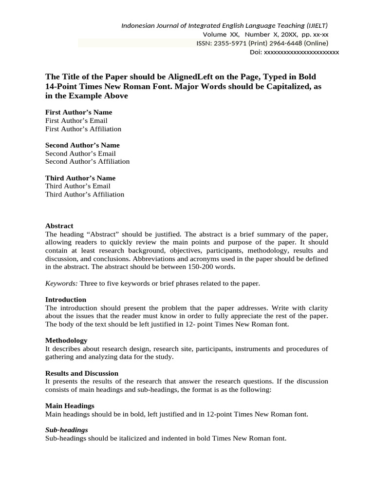 Manuscript template for IJIELT articles 2024 | PDF | Apa Style | Citation