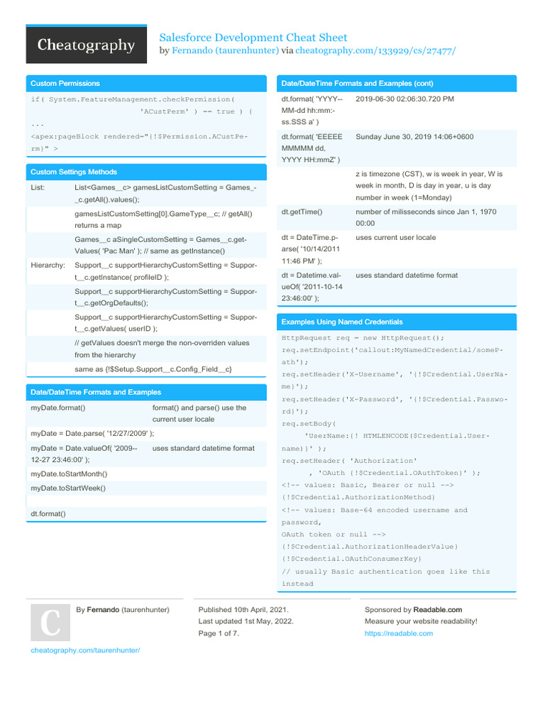 Salesforce Development CheatSheet | PDF | Computer Programming | Software Engineering