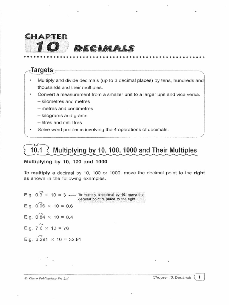 Chapter - 10 (Decimals) | PDF