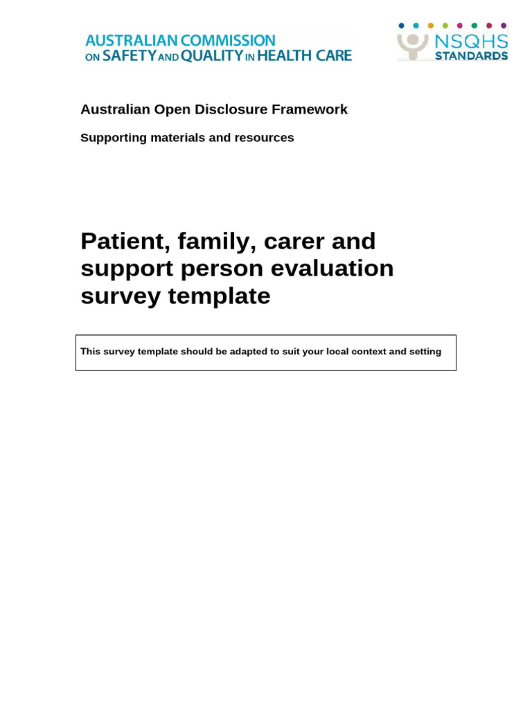 Open Disclosure Evaluation Survey Template Patients | PDF | Caregiver ...