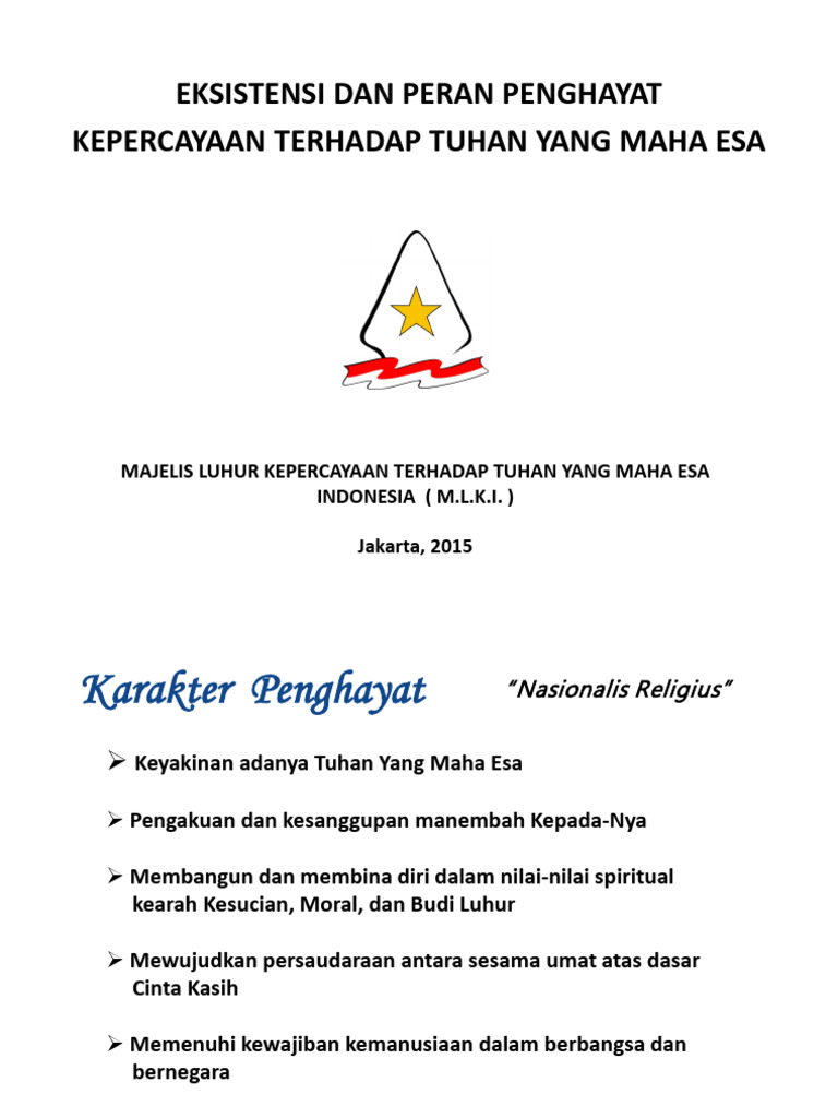 Presentasi Eksistensi Dan Peran Penghayat Kepercayaan Terhadap Tuhan ...
