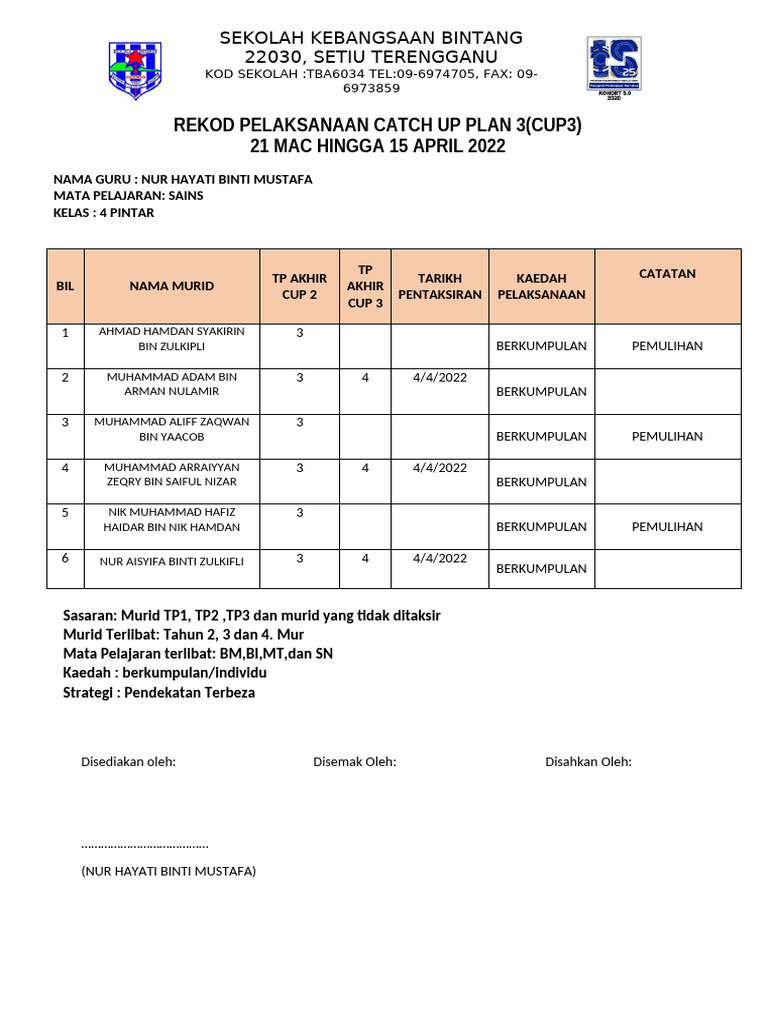 Catch Up Plan 3 (4P) | PDF