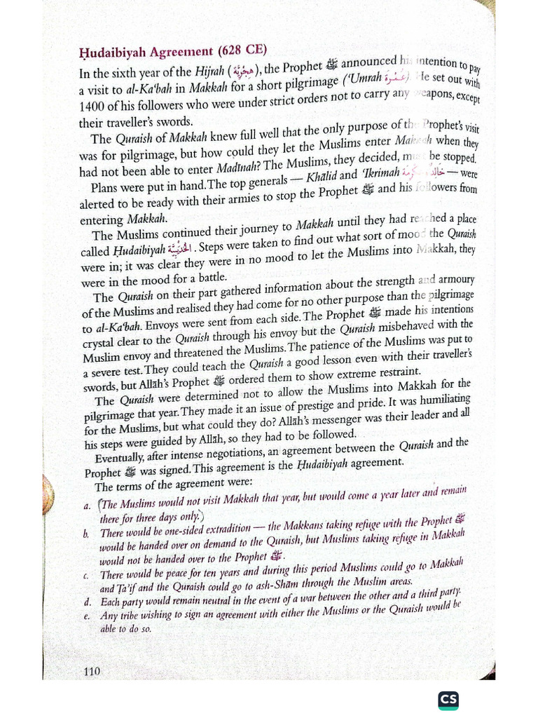 Hudaibiyyah Agreement | PDF