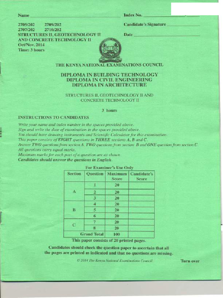 Concrete Technology II KNEC Past Paper Nov 2014 (1) | PDF