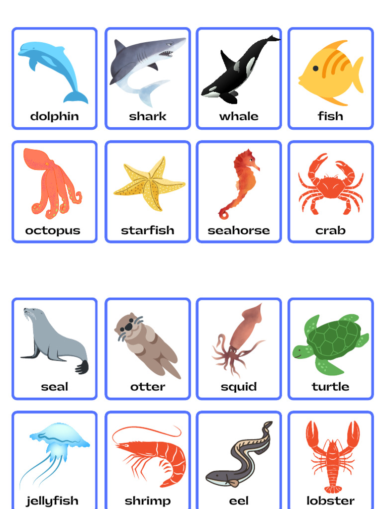 Sea Animals Flashcards PDF | PDF
