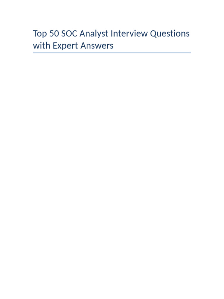 SOC Analyst Interview QA | PDF