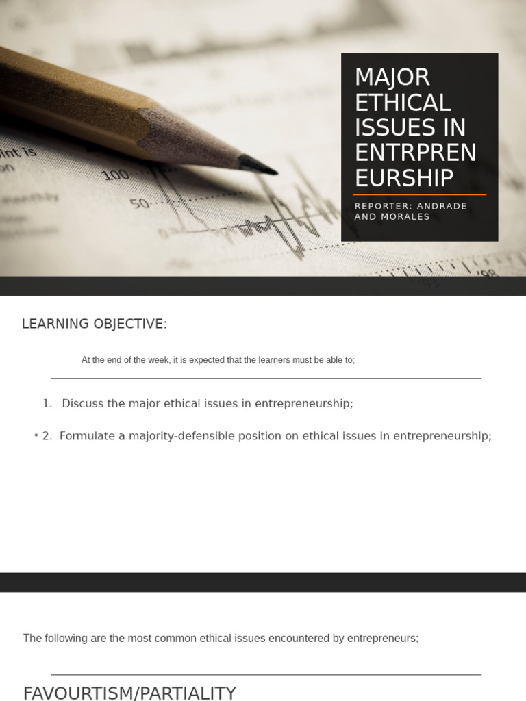 MAJOR ETHICAL ISSUES IN ENTRPRENEURSHIP | PDF
