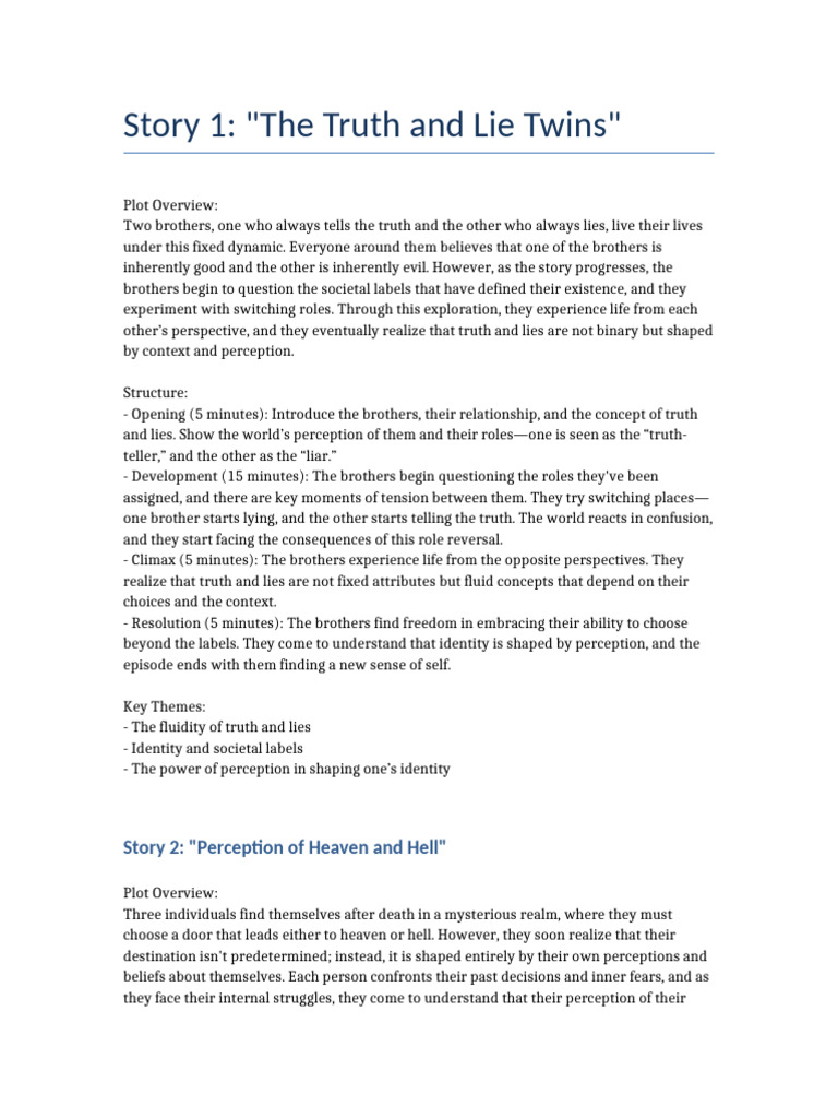 Truth and Lie Twins and Heaven Hell Stories | PDF | Hell | Afterlife