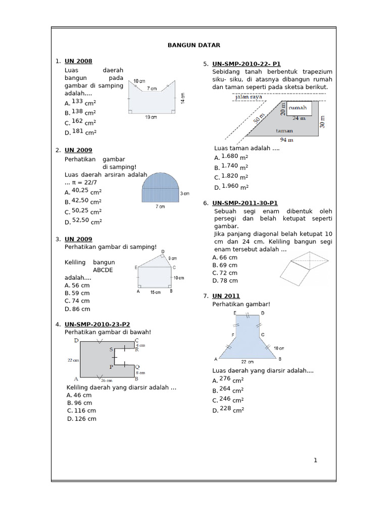 14 Latihan Soal Bangun Datar | PDF