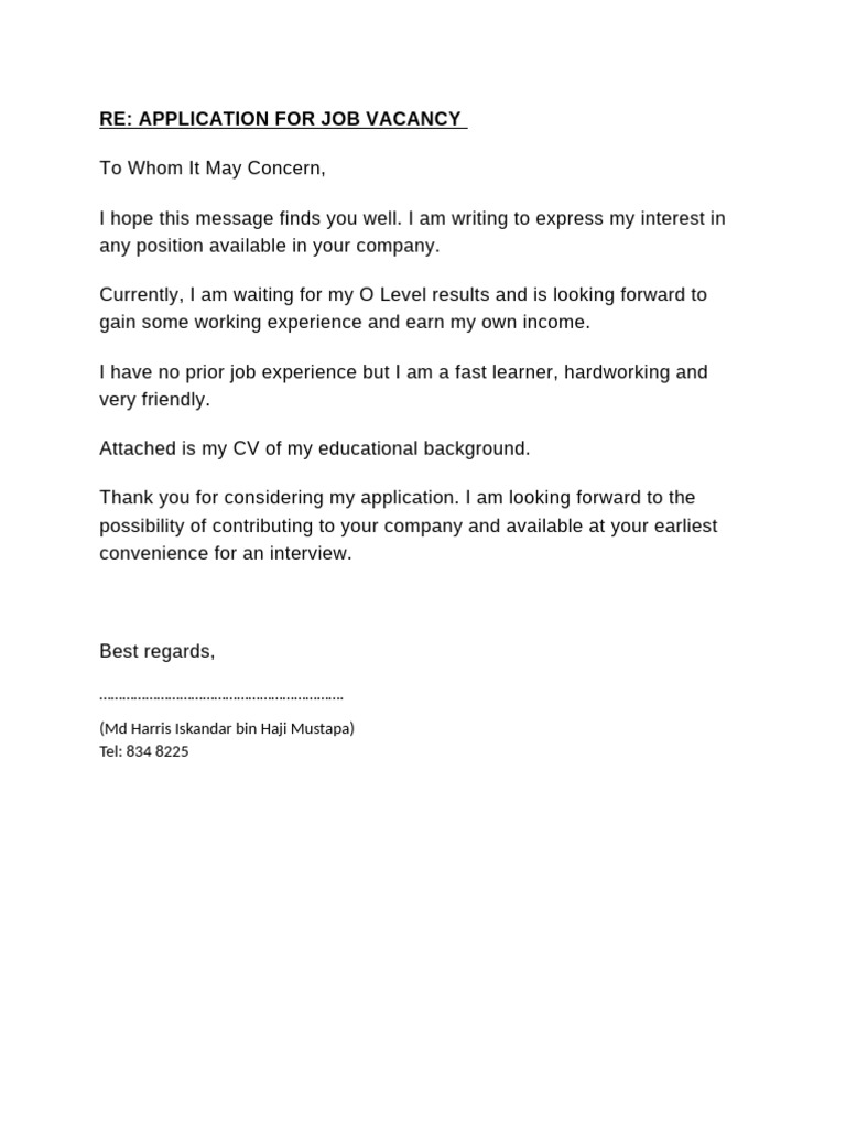 Job Application Letter | PDF