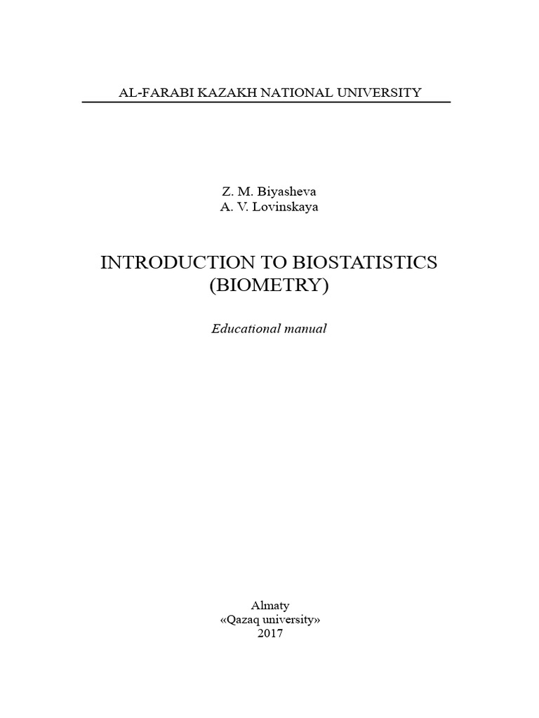 Introduction to Biostatistics (Biometry) _ Biyasheva (2017) | PDF ...