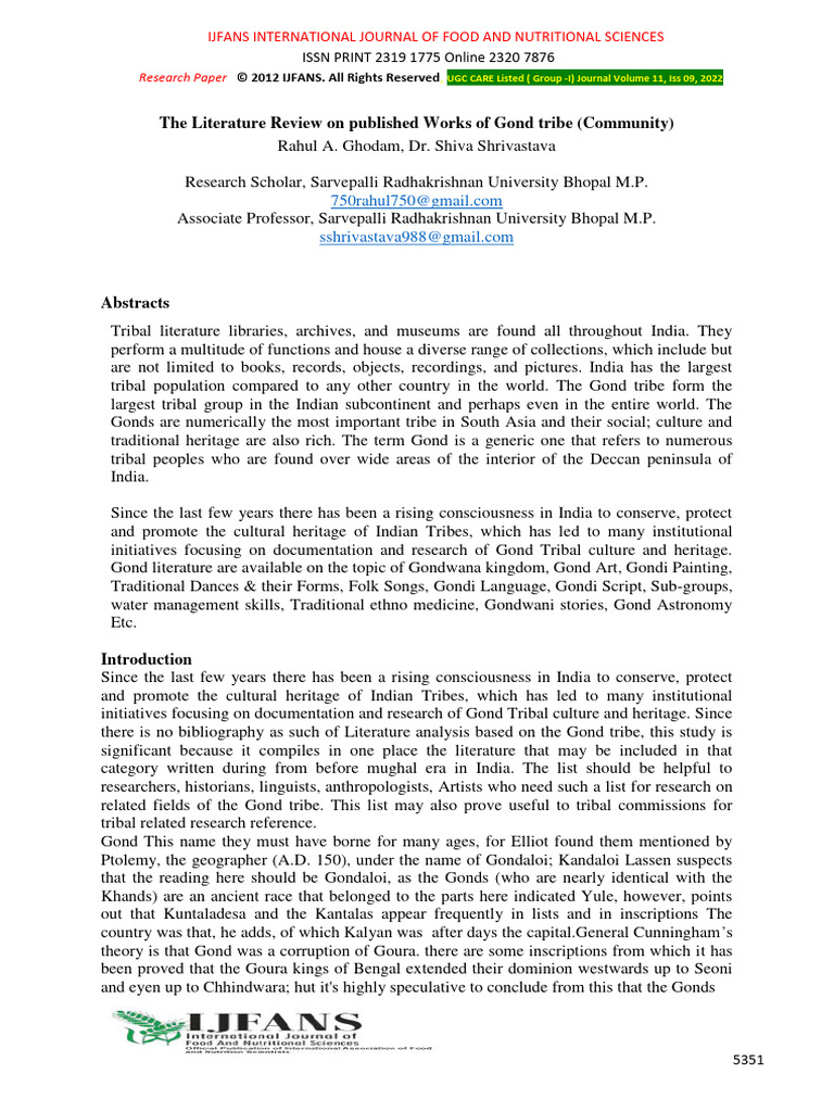 The Literature Review On Published Works of Gond Tribe (Community) | PDF
