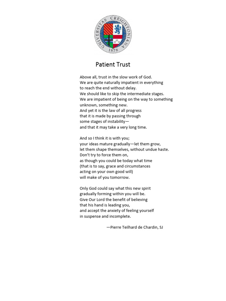 Prayer of Teilhard de Chardin - Ignatian Spirituality | PDF