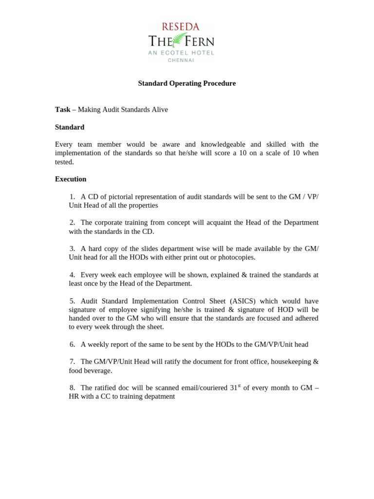 Audit Standards Training SOP Guide | PDF