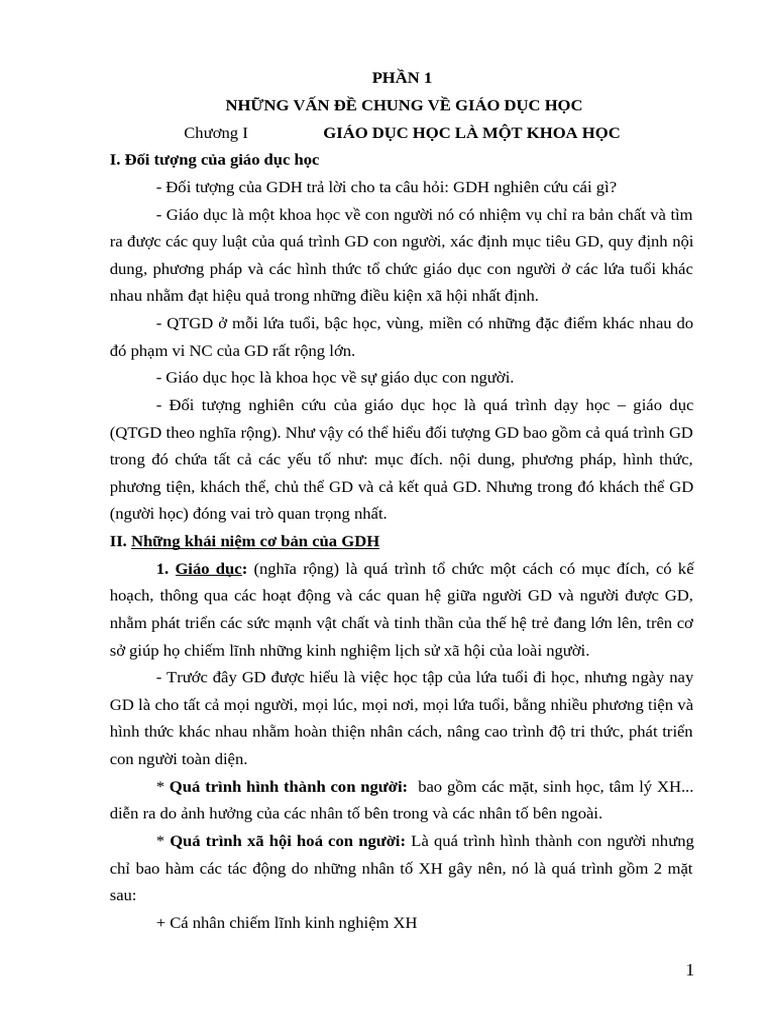 ĐỀ CƯƠNG BÀI GIẢNG GDH HE ĐH | PDF