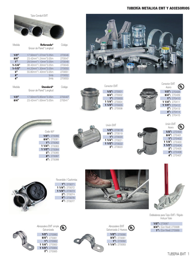 Tubería Metalica Emt y Accesorios | PDF | Herramientas | Ingeniería Química