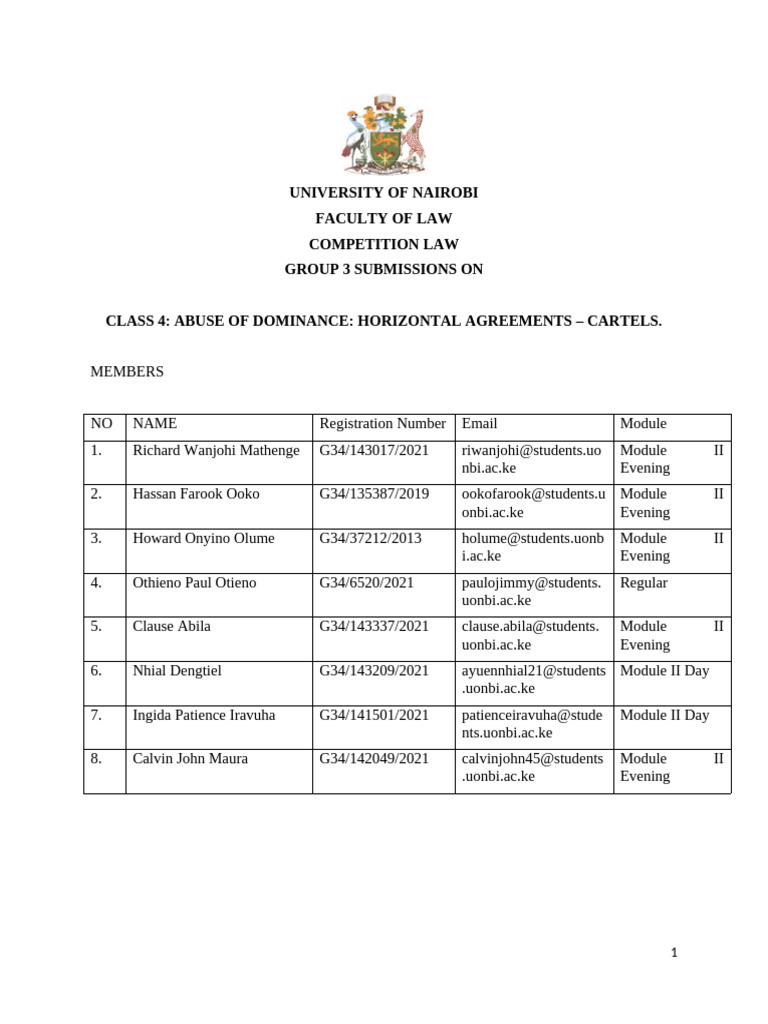 Group 3 ABUSE OF DOMINANCE HORIZONTAL AGREEMENTS – CARTELS | PDF | Competition Law | Price Fixing