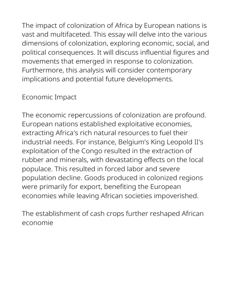 Access The Impact of Colonization of African by European Nations | PDF ...