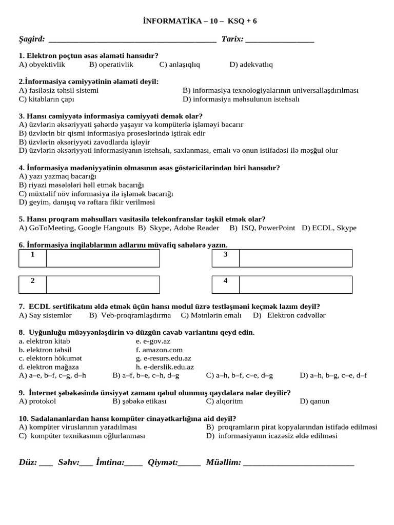İnformatika - X - KSQ + 6 | PDF