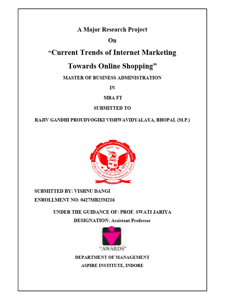 MRP - Project Report of Internet Marketing Towards Online Shopping | PDF | Survey Methodology ...